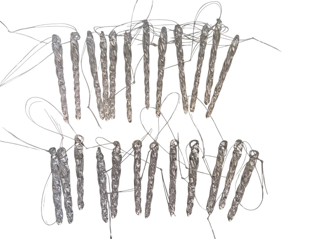 48 Mini Tree Icicle Ornaments, Handcrafted Clear Glass 3" Mini Icicles ...