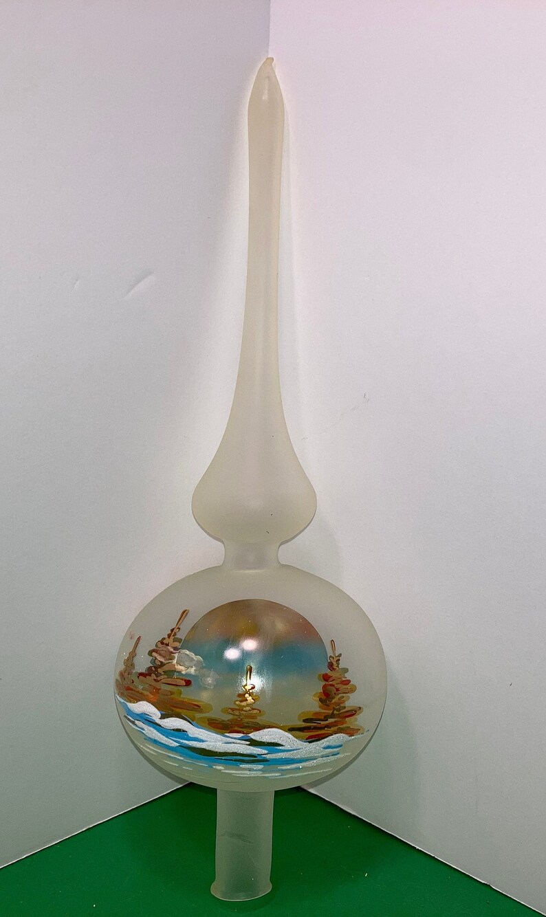 Vintage Glass 12 Painted Tree Topper Czech Frosted - Etsy
