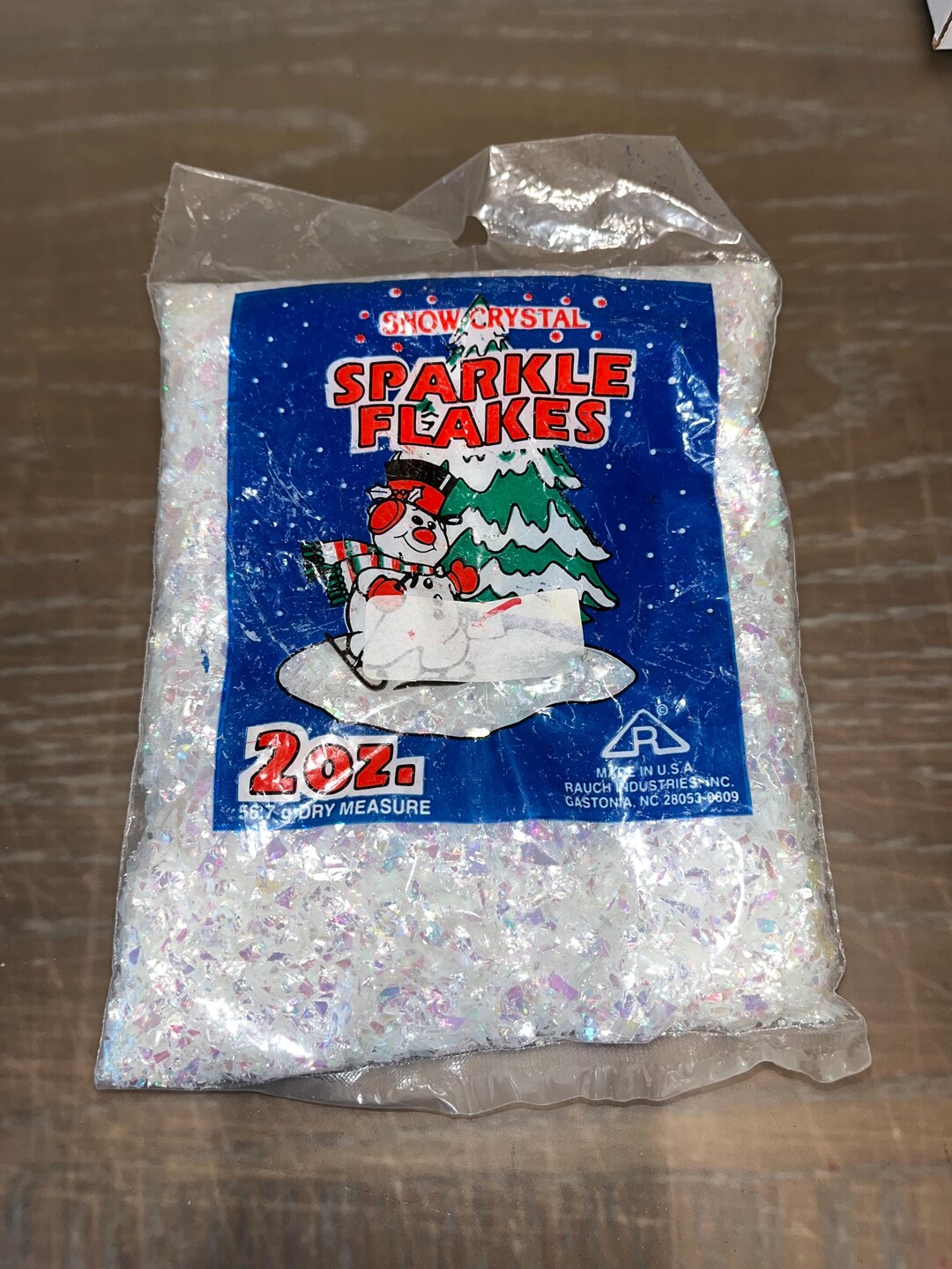 Vintage Snow Crystal Sparkle Flakes, 2 Oz Iridescent Sparkle Flakes ...