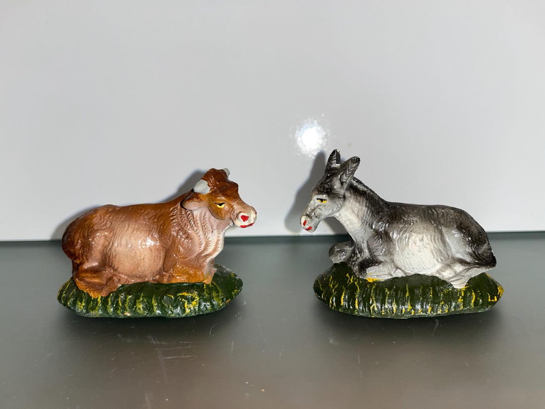 Vintage Nativity Donkey, Vintage Nativity Cow, Nativity Burrow, Vintage ...