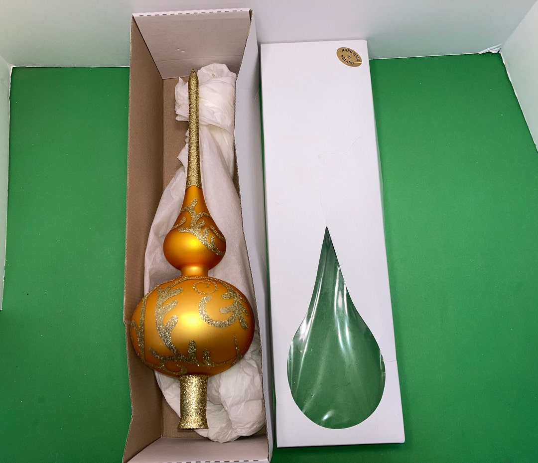 Gold Glass 16" Tree Topper, Poland Spire 16" Tree Topper, Satin Gold ...