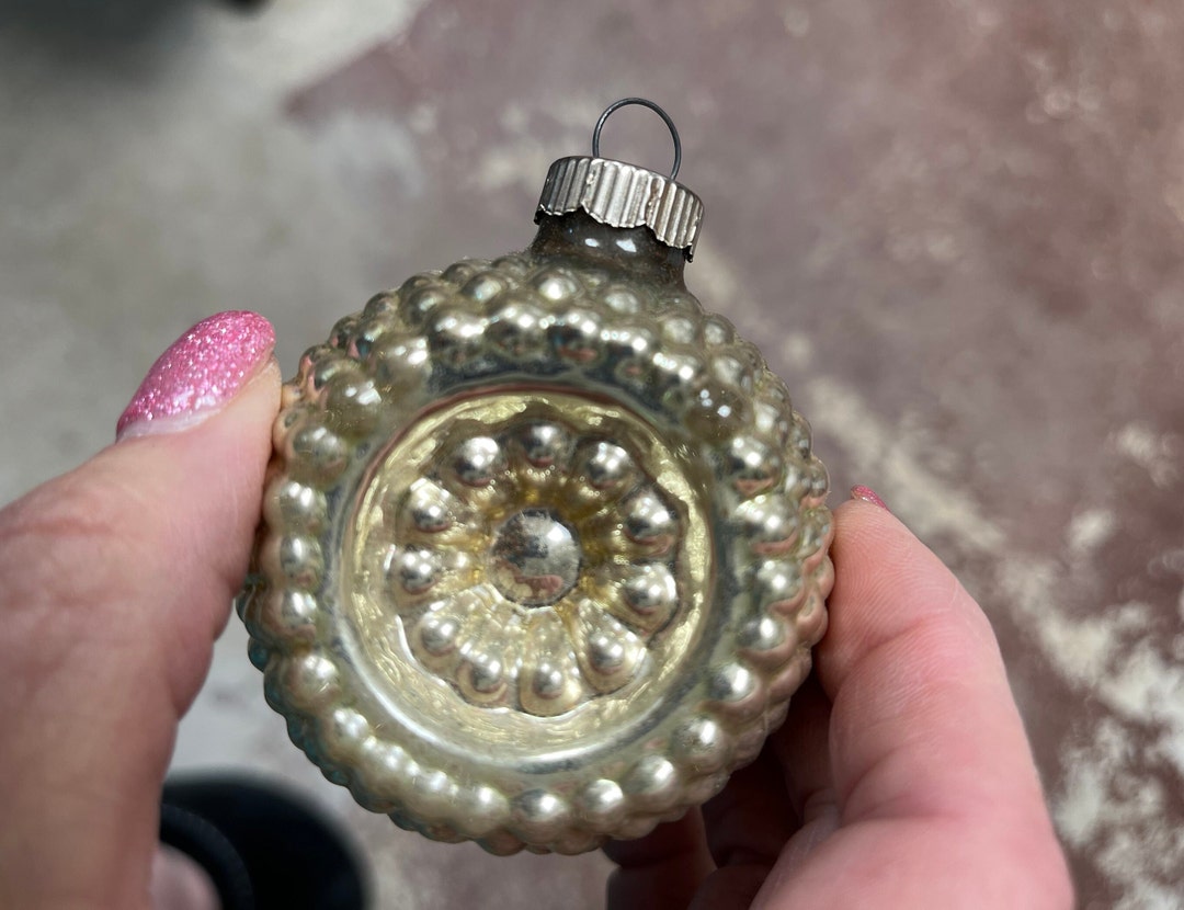 Vintage Shiny Brite Bumpy Indent Reflector Ornament, Shiny Brite Silver ...