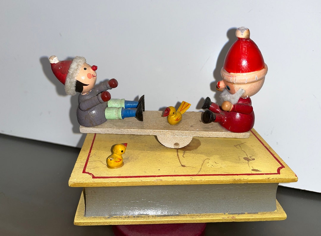 Antique Wooden Toy, Wooden Music Box, Animated Wooden Sea Saw, Alice in ...