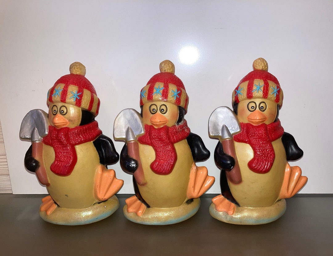 Set of 3 Vintage Penguin Blow Molds, Vintage Light up Penguin Figures ...