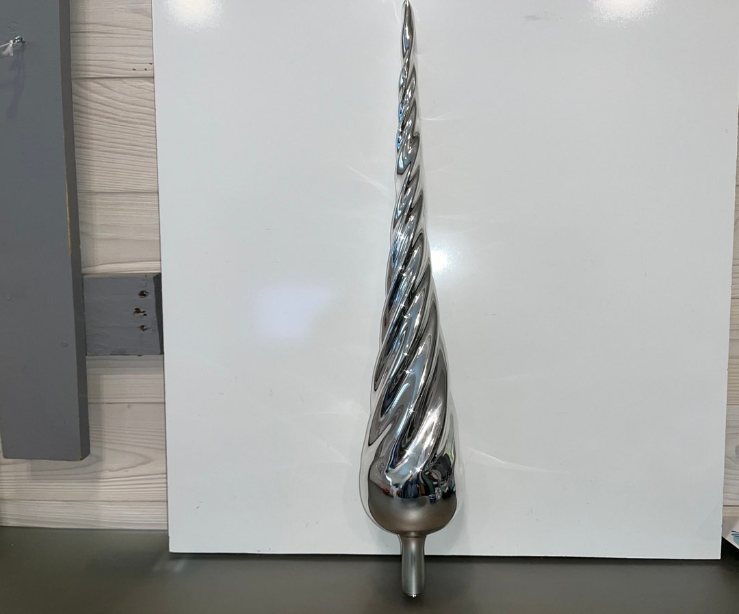 Vintage Blown Glass 24 Tree Topper, Spiral Silver Spire Tree Topper ...