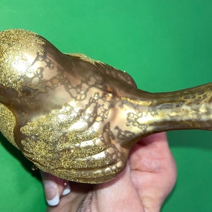 Vintage Pier 1 Clip on Bird Ornament, Blown Glass Bird Gold Glittered ...