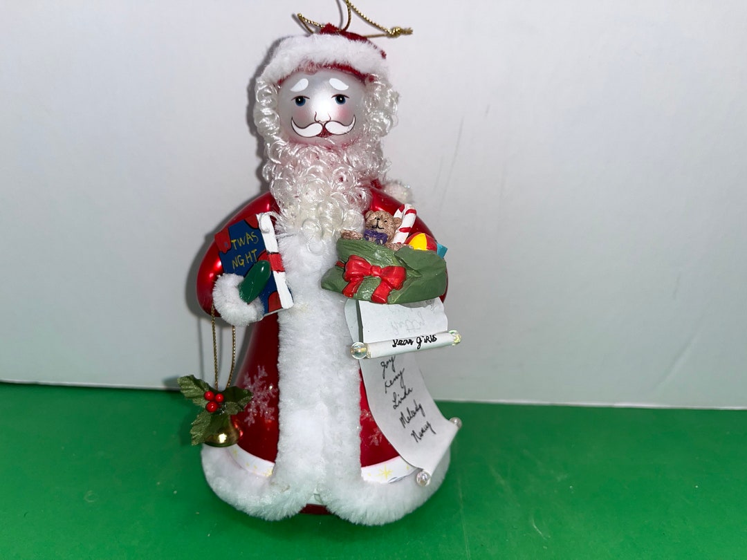 Vintage Poland Santa Claus Christmas Ornament, 7" Santa With Gift List ...
