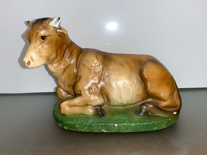 Vintage Nativity Cow, Vintage Plaster Cow Figure, Nativity Cow Animals ...