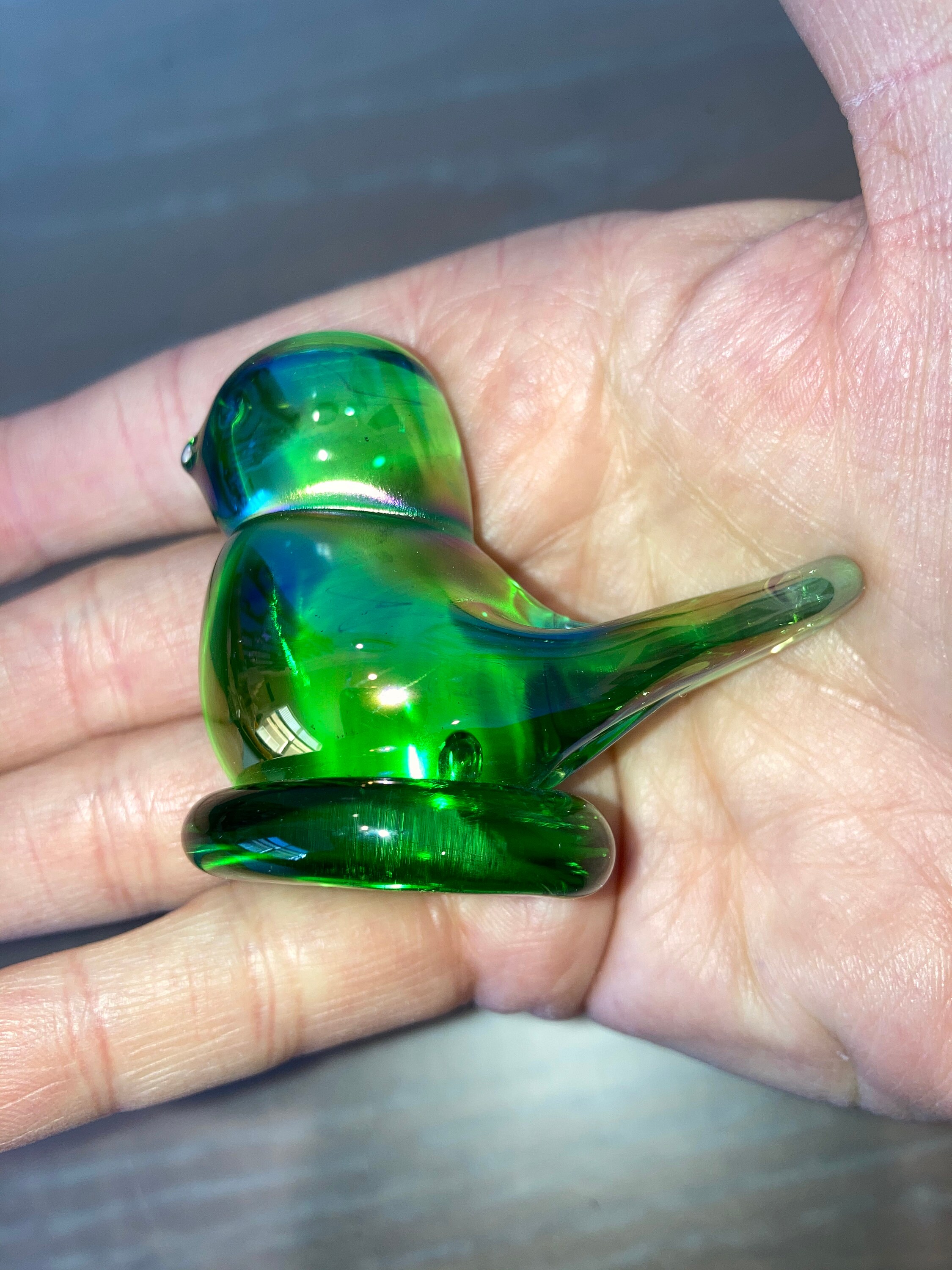 Vintage Glass Leo Ward 1983 Carnival Glass Bird Green | Etsy