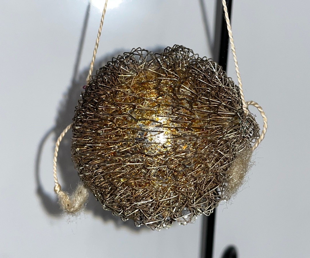 Antique Wire Wrapped Ornament Ball, Silver Wire Wrapped Ornament, Gold ...