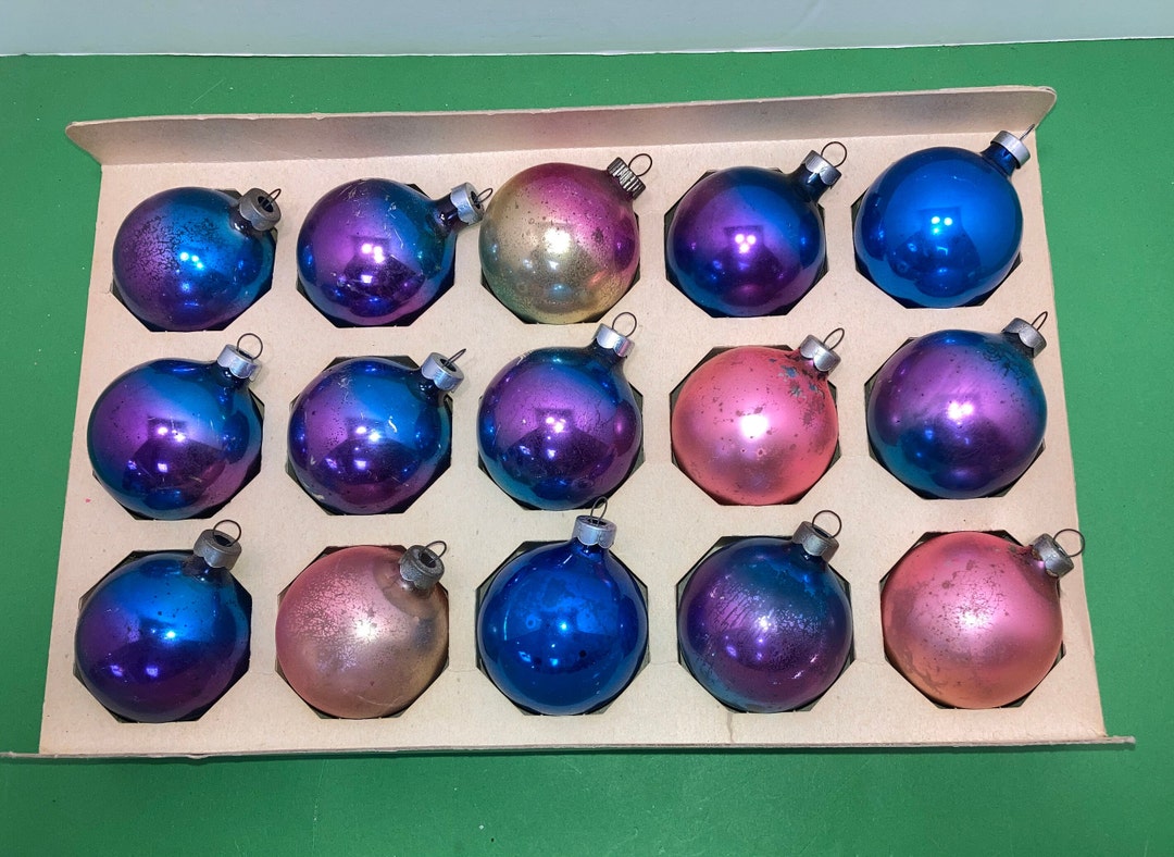 15 Vintage Shiny Brite Ornaments, Shiny Brite Ombre Ornament, 2 Dia ...