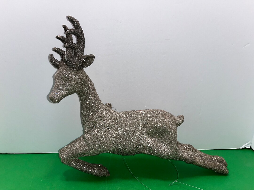 Mid Century Gold Glittered Reindeer, Mid Century Japan Flying Reindeer ...