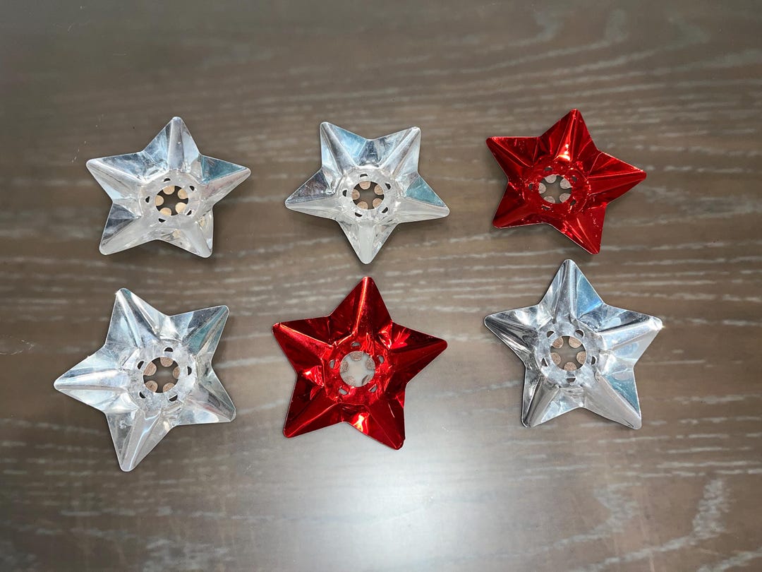 6 Vintage Light Reflector Stars, Tin Star Light Reflectors, Vintage 3 3 ...
