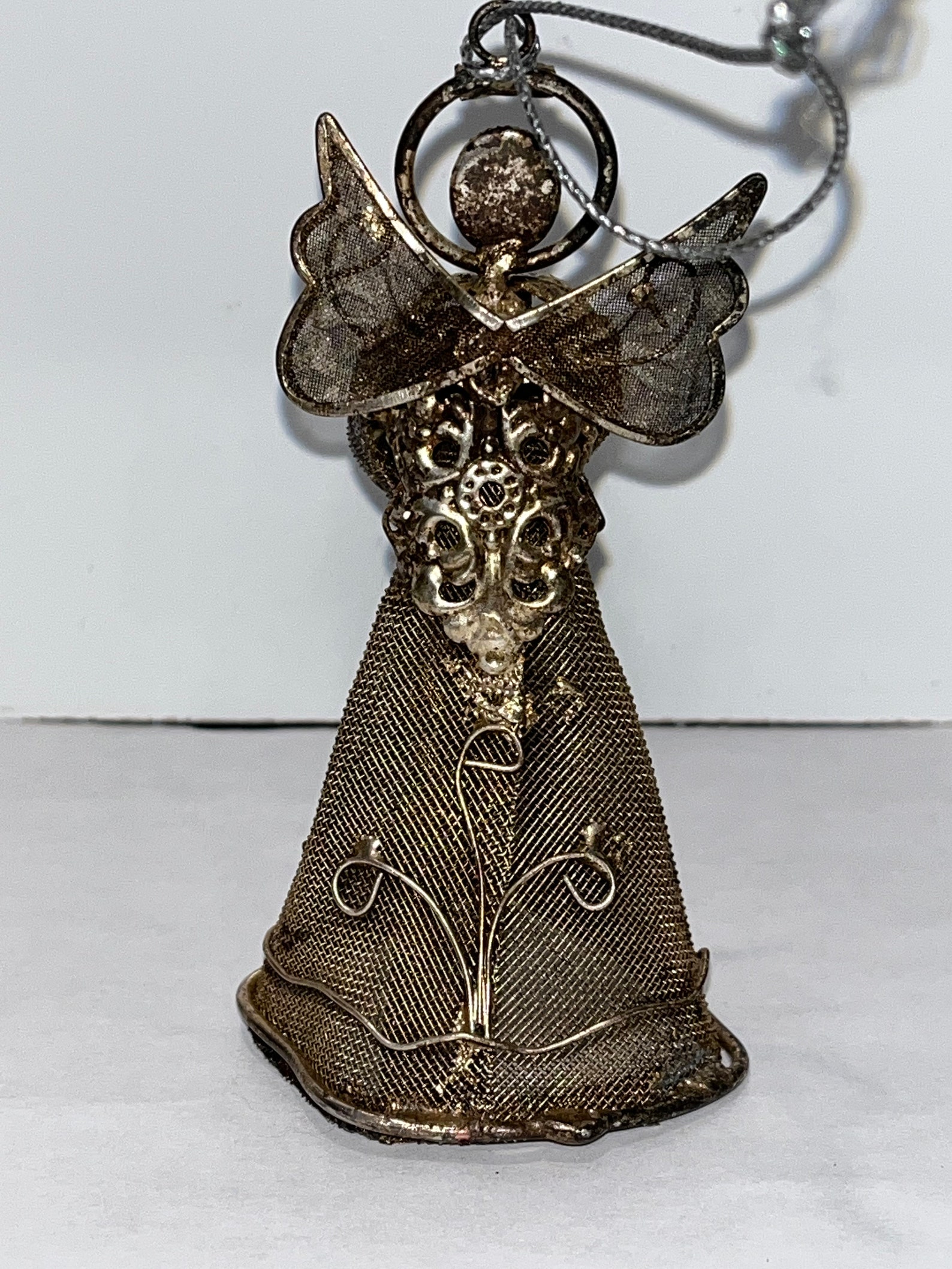 Vintage Wire Mesh Angel Ornament, Pearl Head Angel Ornament, Mesh ...