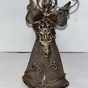 Vintage Wire Mesh Angel Ornament, Pearl Head Angel Ornament, Mesh ...