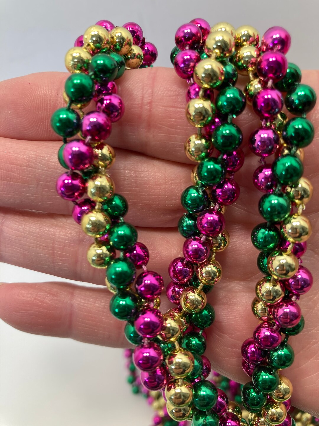 15' Vintage Braided Gold Green Pink Metallic Christmas Garland, Spiral ...