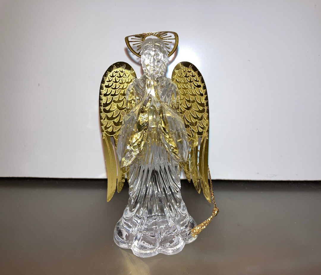 Vintage Glass Angel Ornament, Art Glass Angel Gold Halo and Wings, 4 ...