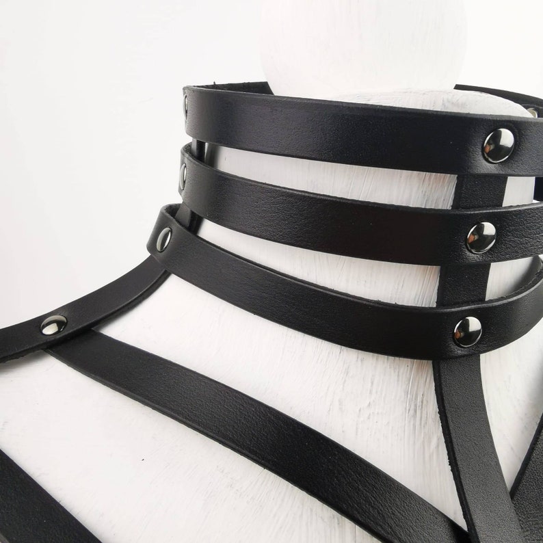 DIANA Cage Collar Neck Corset Genuine Leather Choker - Etsy