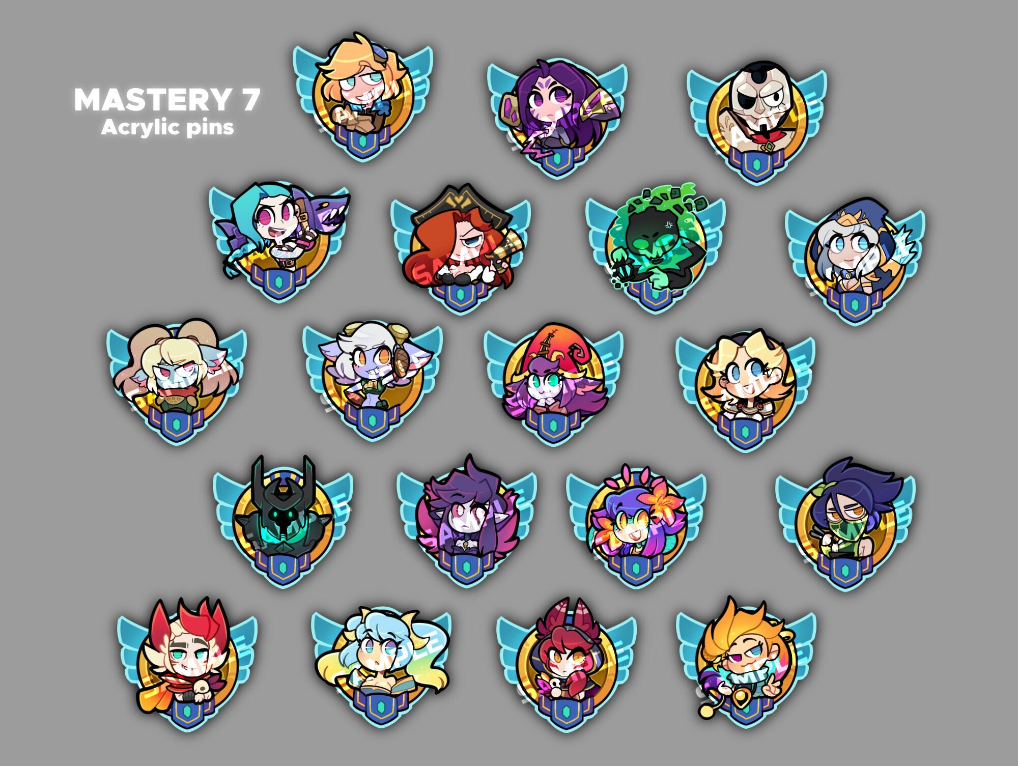 Mastery 7 / acrylic pins / Set 1 2 / League of Legends | Etsy