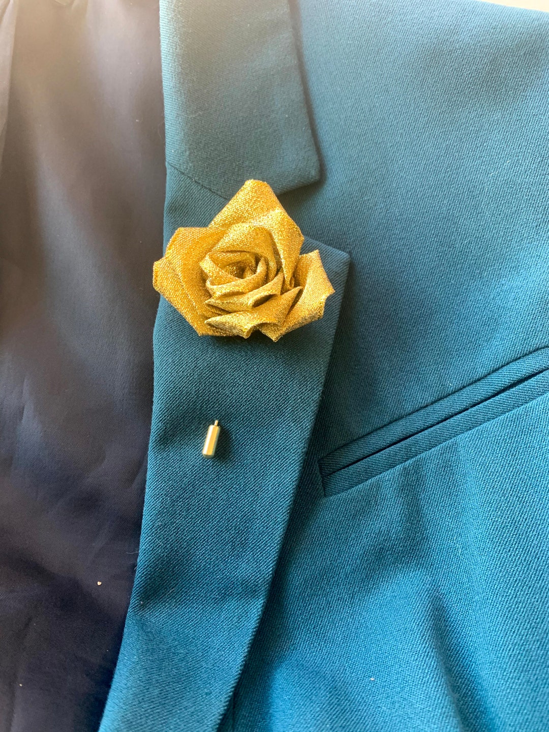 Handmade Sparkling Gold Rose Lapel Pin - Etsy