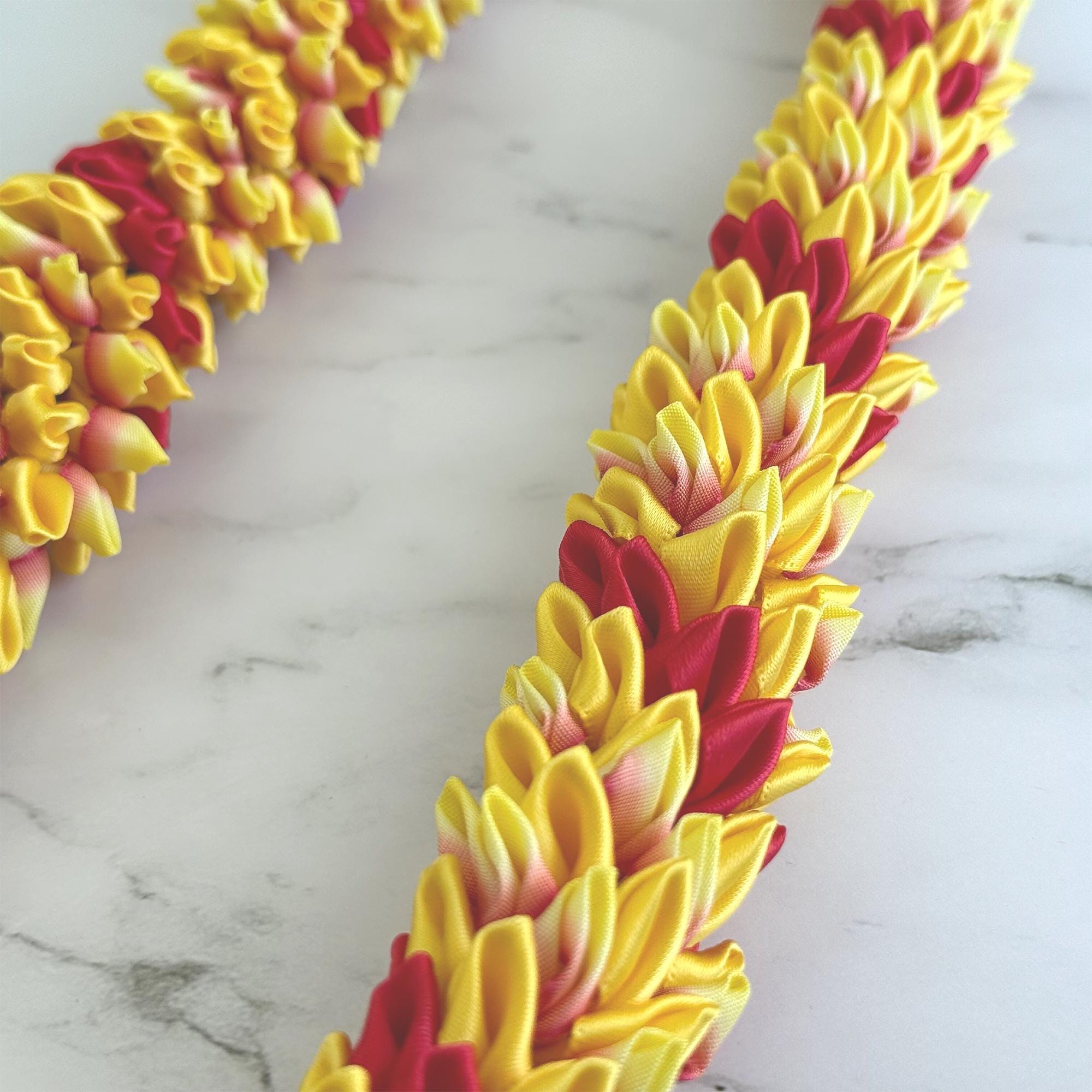 Tropical Ombre Ribbon Lei (yellow and Red): Hawaiian Hula Lei With ...