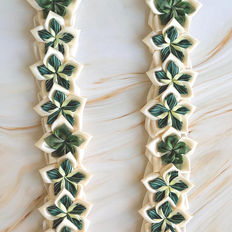 Open-ended Ribbon Lei (50") - Flat Plumeria Lei Song of India #4 ...