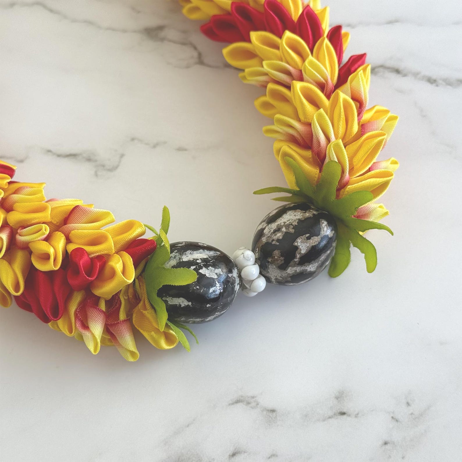 Tropical Ombre Ribbon Lei (yellow and Red): Hawaiian Hula Lei With ...