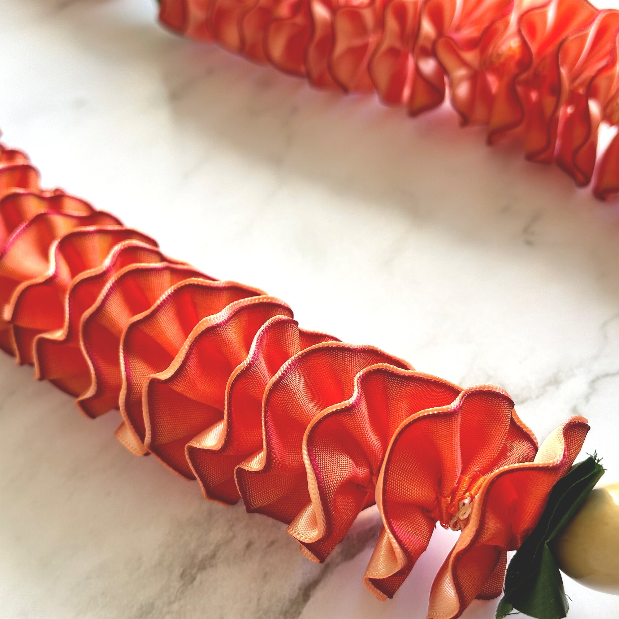 Ribbon Lei Plumeria burnt Orange With Kukui Nuts length: 40 Inches ...