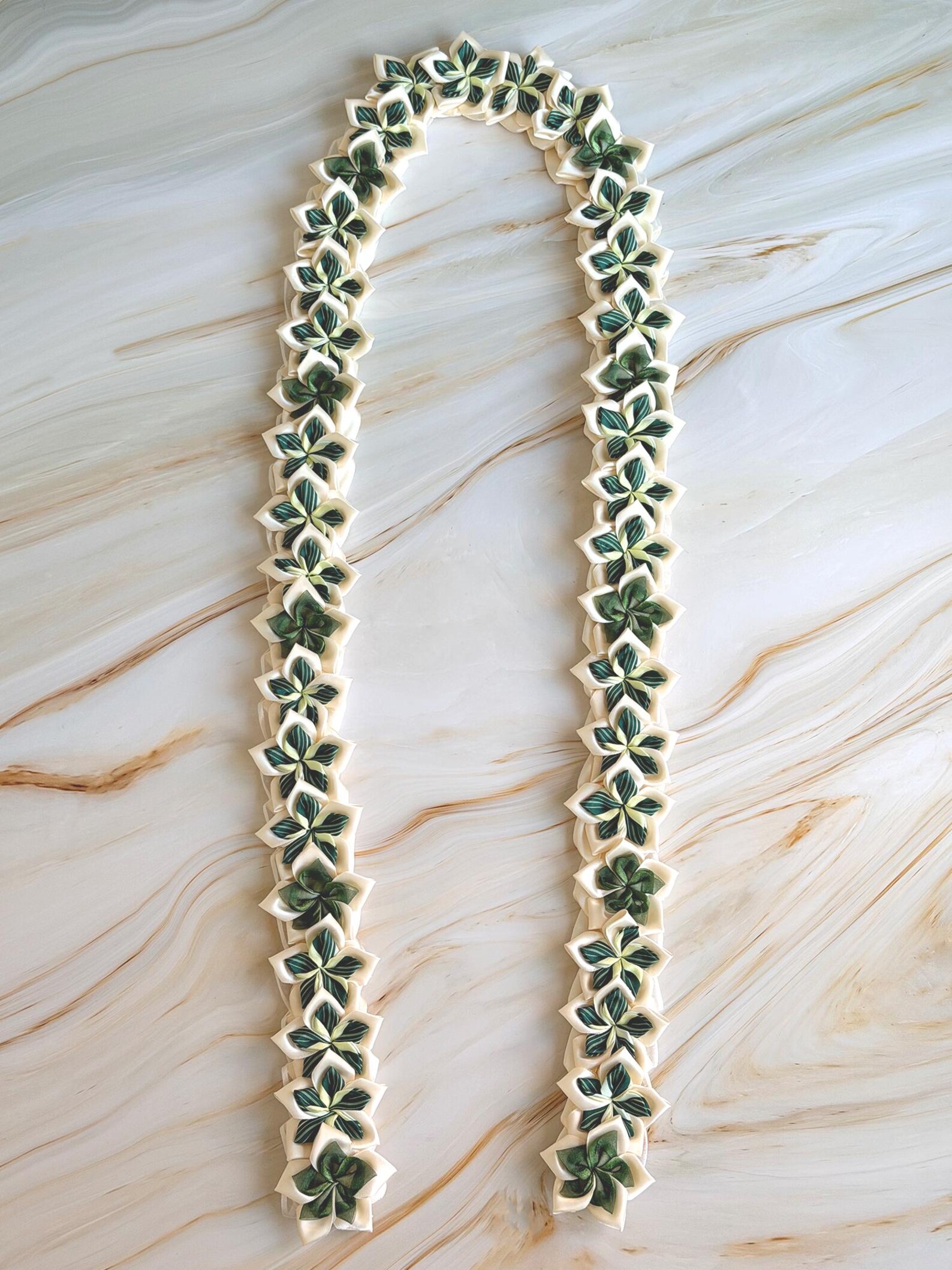 Open-ended Ribbon Lei (50") - Flat Plumeria Lei Song of India #4 ...