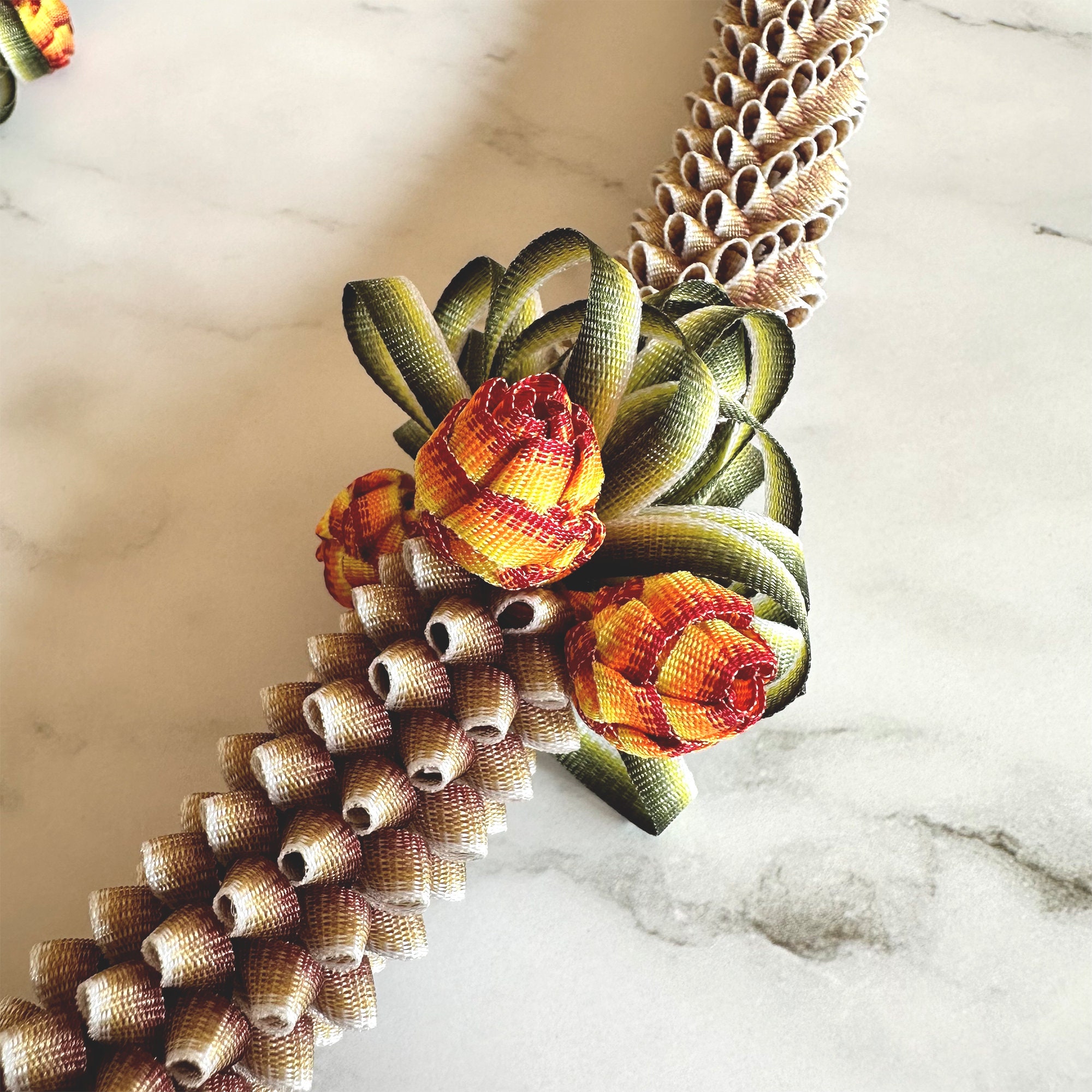 Ribbon Lei Coconut Palm Tree brown, Orange, and Moss Green Hawaiian ...