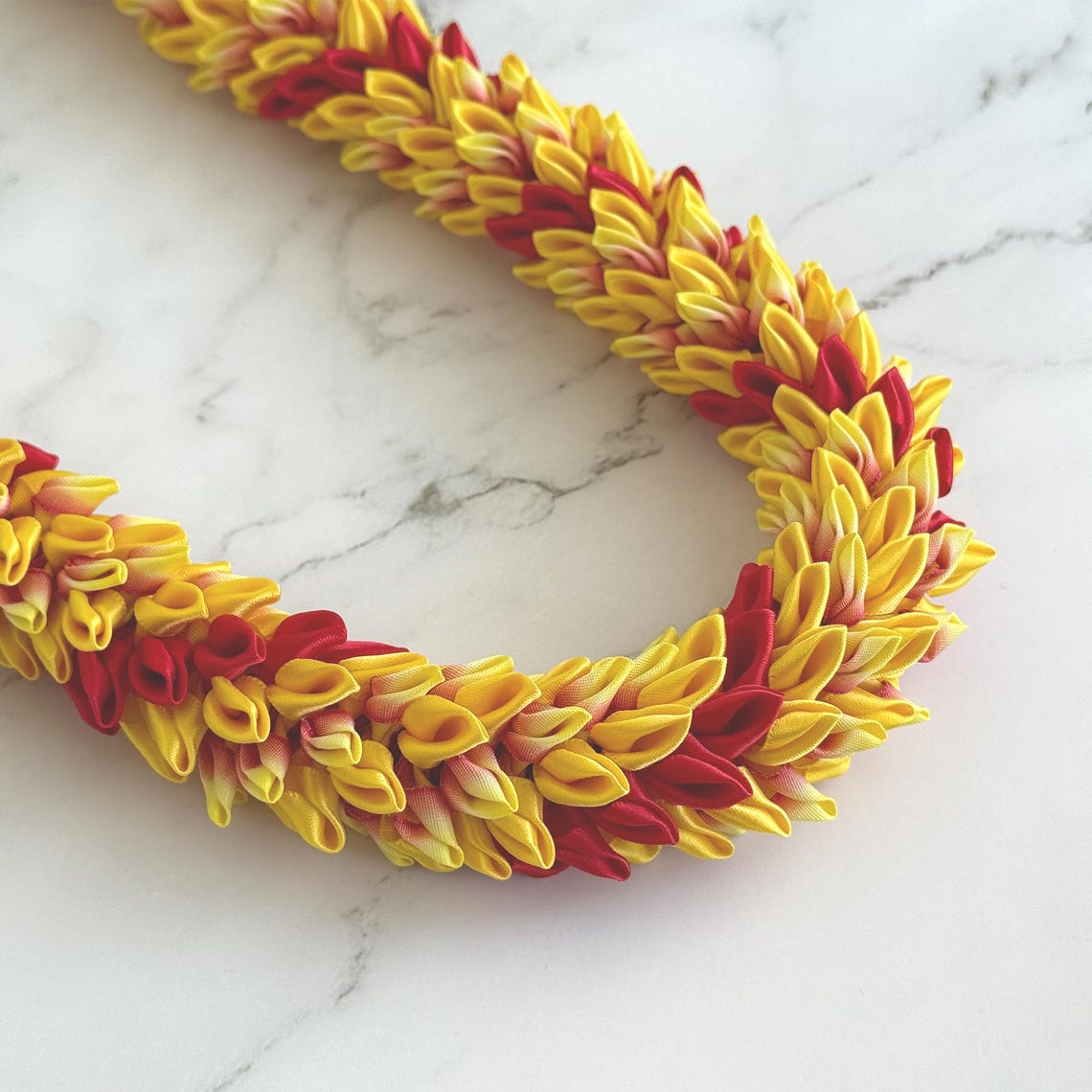 Tropical Ombre Ribbon Lei (yellow and Red): Hawaiian Hula Lei With ...