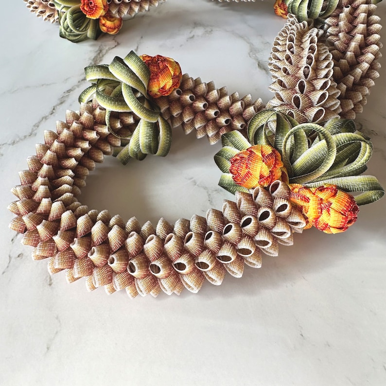 Ribbon Lei Coconut Palm Tree brown, Orange, and Moss Green Hawaiian ...