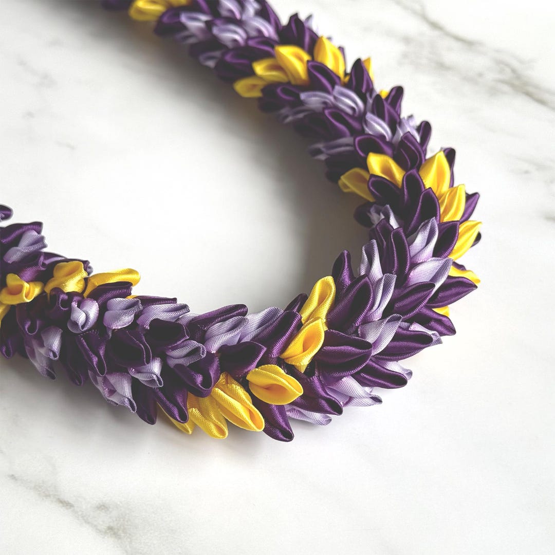 Ribbon Lei - Tropical Flower - Purple and Yellow, Hawaiian Lei ...