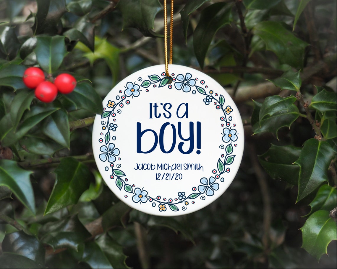 Personalized It's a Boy Ornament, New Mom Shower Gift, Baby Boy ...