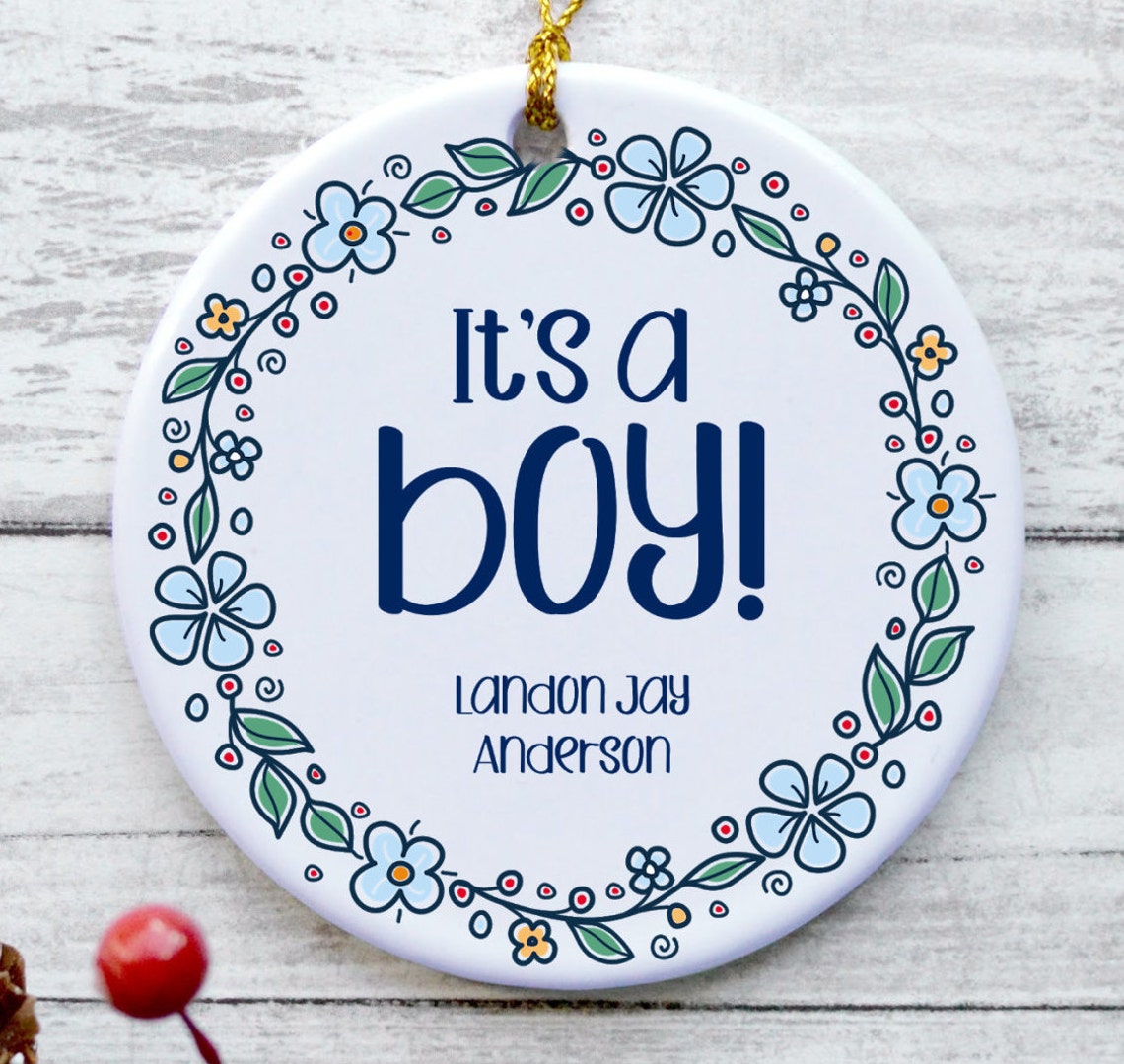 Personalized It's a Boy Ornament, New Mom Shower Gift, Baby Boy ...
