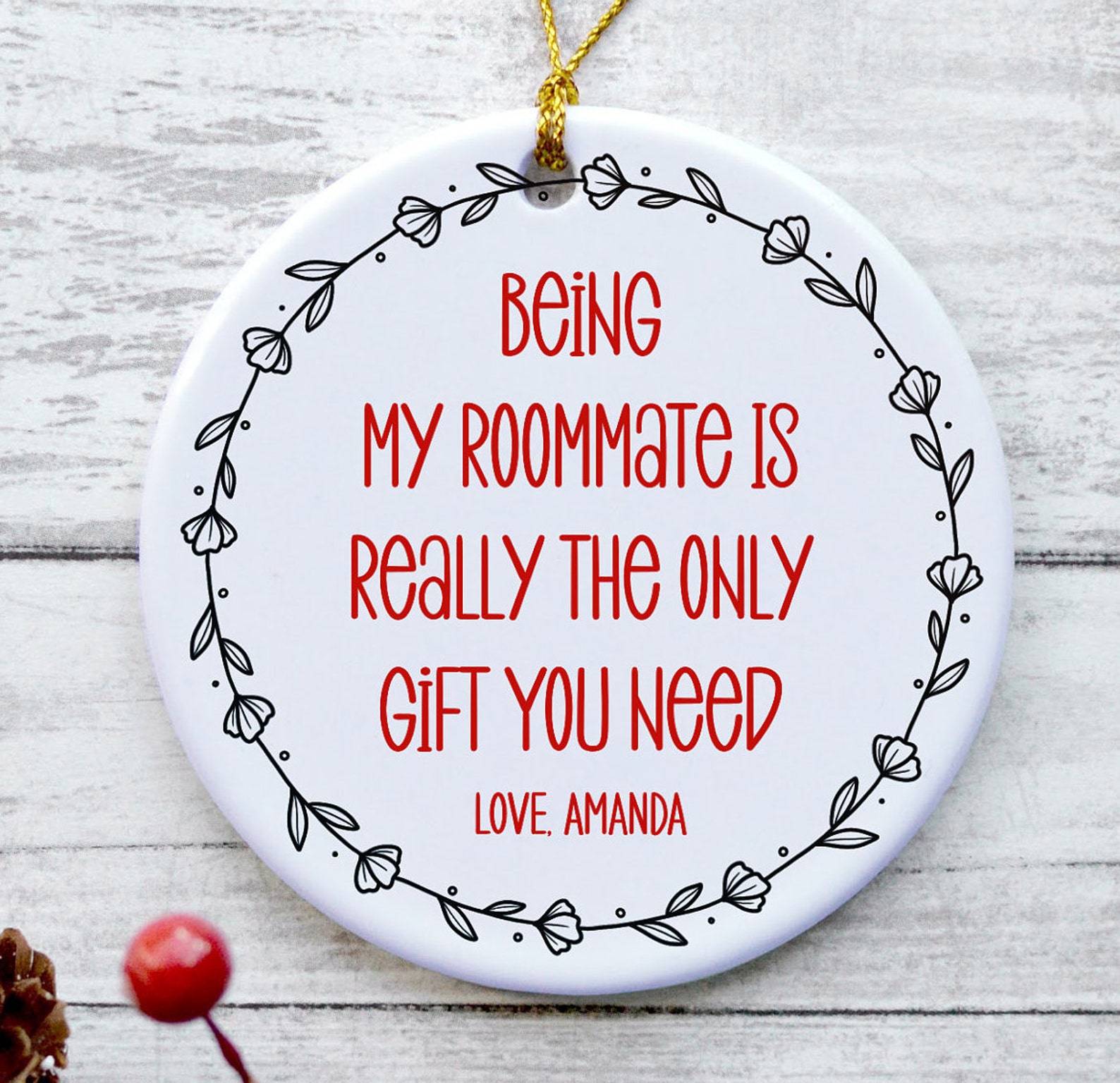 Personalized Roommate Christmas Ornament, Funny Roommate Ornament ...