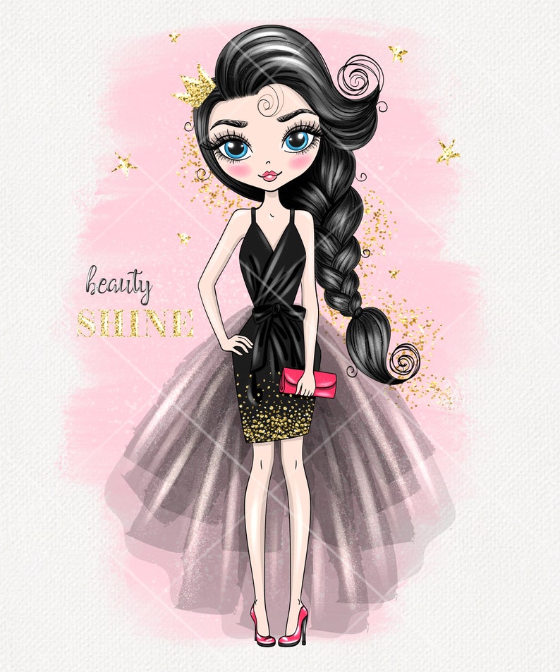 DIGITAL DOWNLOAD Girl Clipart, Cute Girl PNG, Digital Shines Girl, Glam ...
