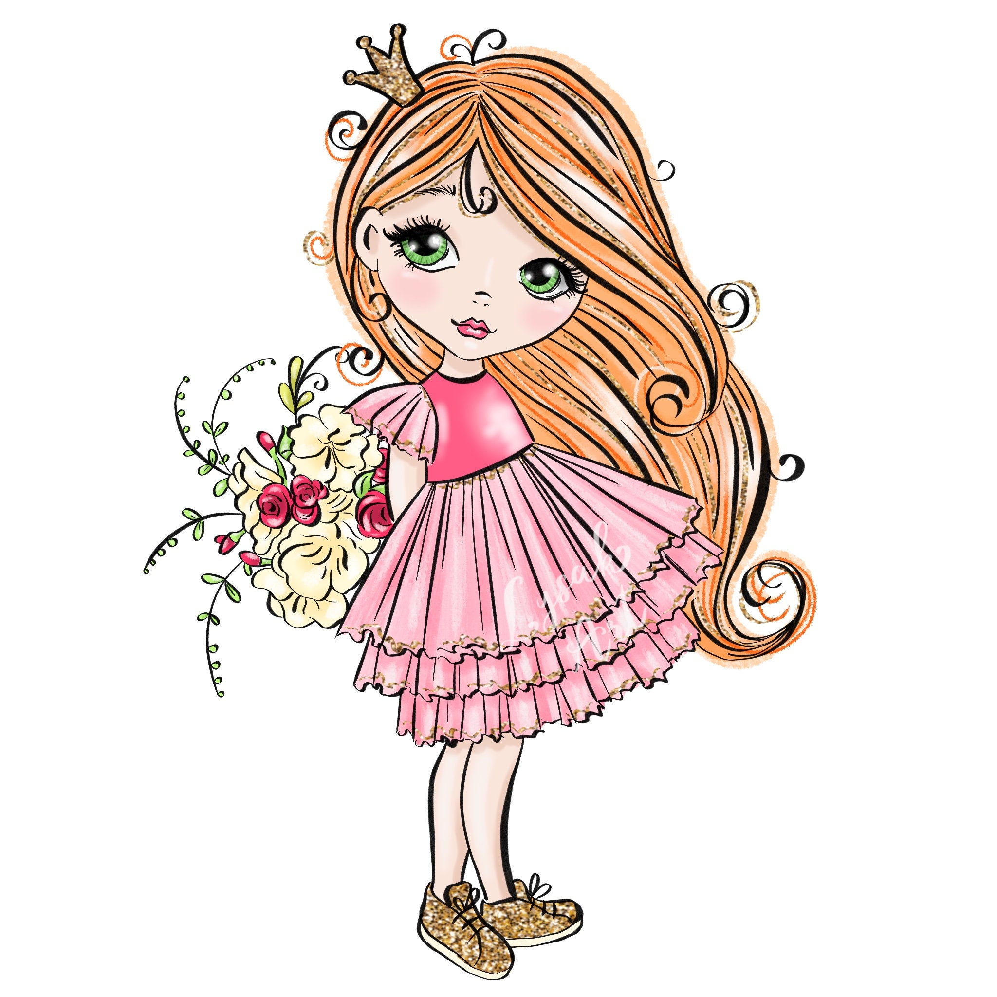 DIGITAL DOWNLOAD Girl Clipart, Cute Girl PNG, Digital Download, Cartoon ...