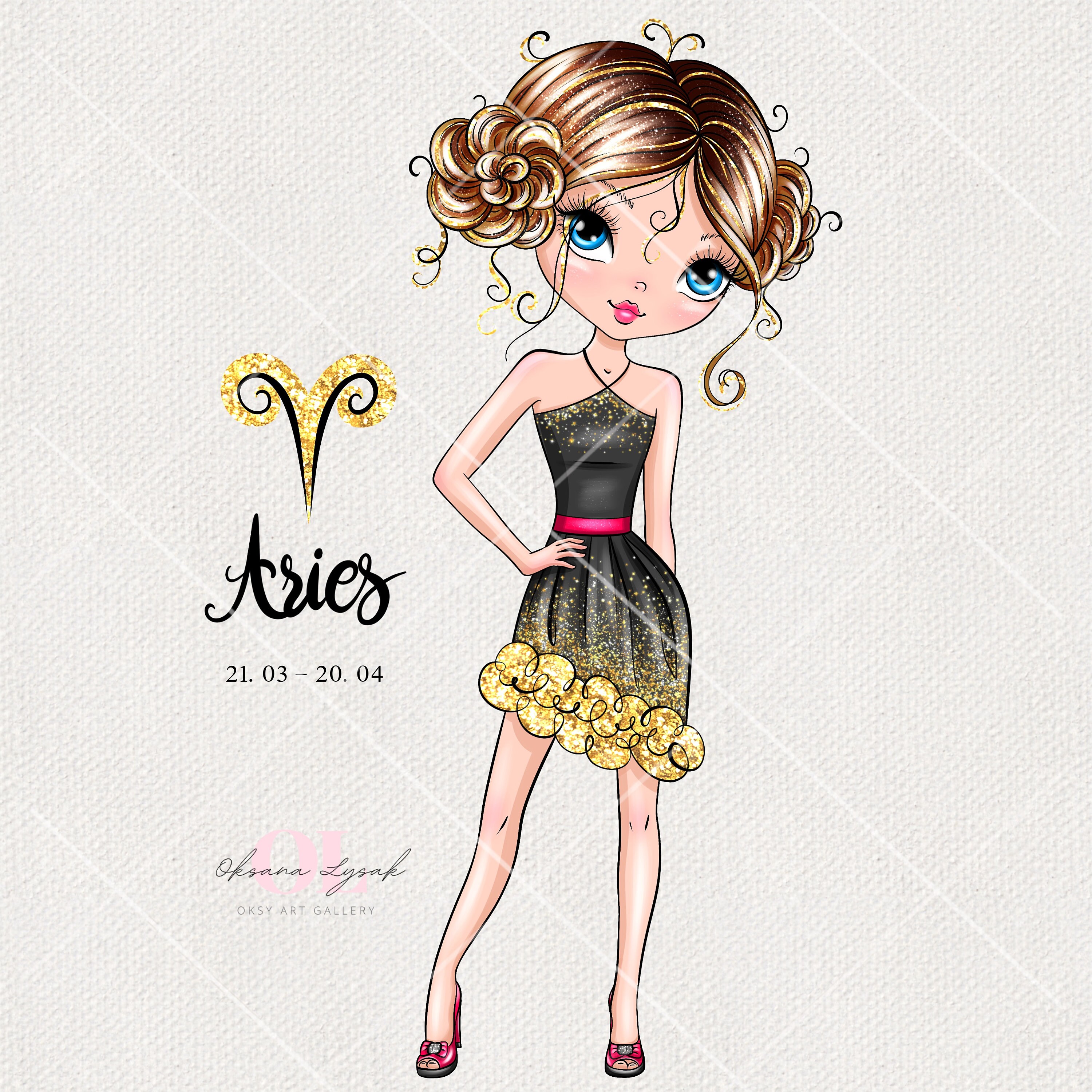 DIGITAL DOWNLOAD Girl Clipart, Aries Girl PNG, Digital Cute Girl ...