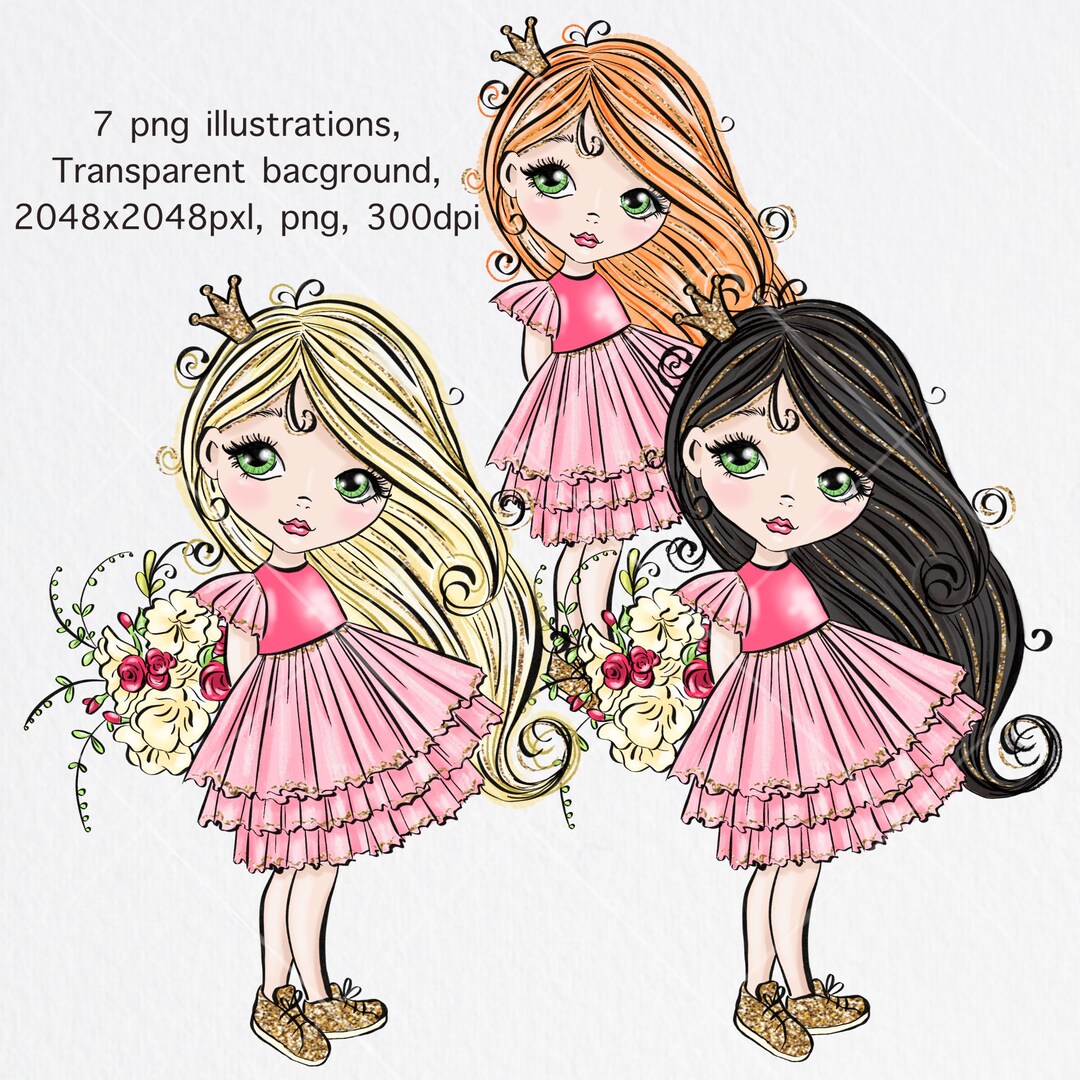 DIGITAL DOWNLOAD Girl Clipart, Cute Girl PNG, Digital Download, Cartoon ...