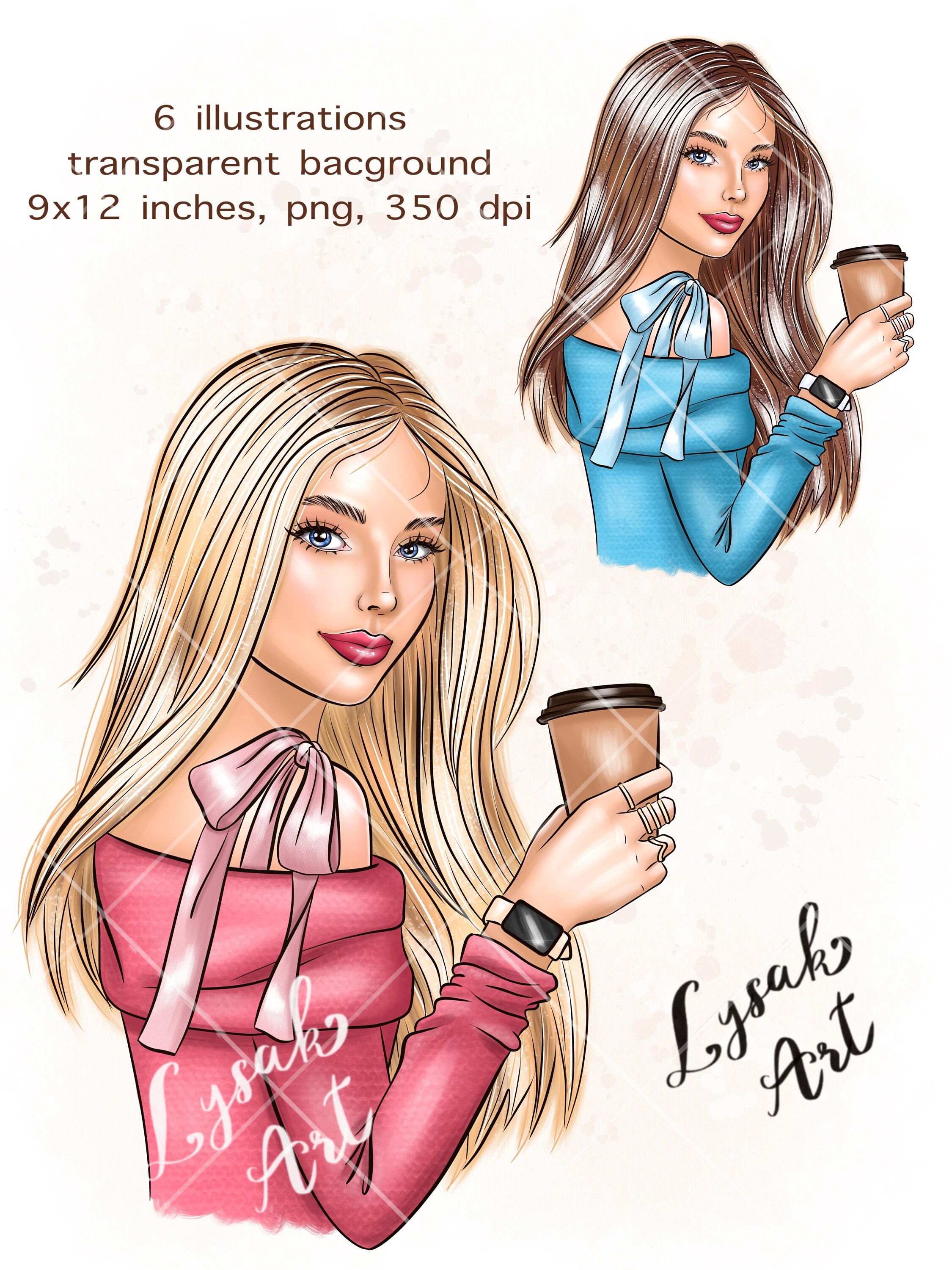 DIGITAL DOWNLOAD Girl Clipart, Cute Girl PNG, Digital Download, Cartoon ...