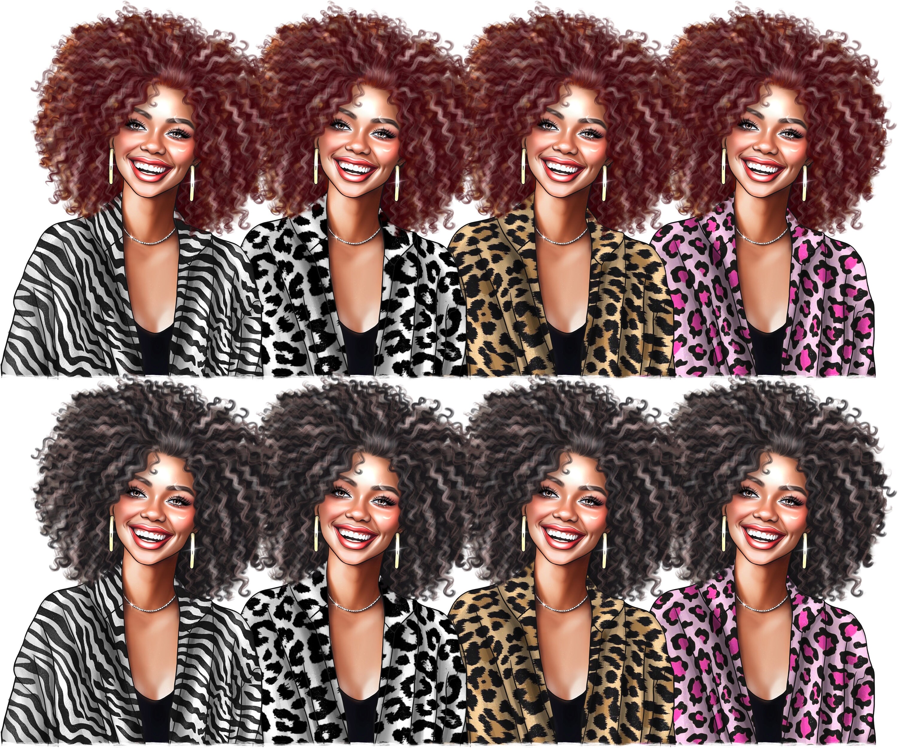 DIGITAL DOWNLOAD Girl Clipart, African Women Clipart Black Girl PNG ...