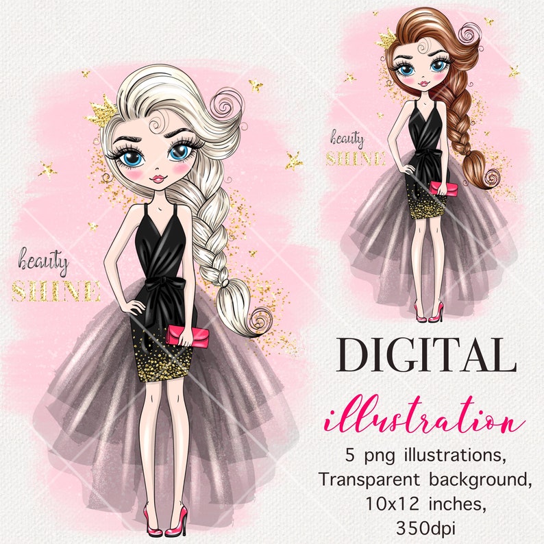 DIGITAL DOWNLOAD Girl Clipart, Cute Girl PNG, Digital Shines Girl, Glam ...