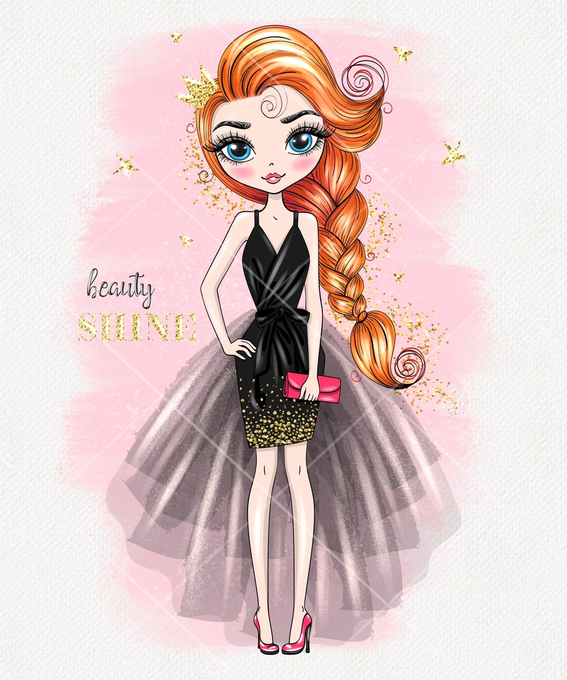 DIGITAL DOWNLOAD Girl Clipart, Cute Girl PNG, Digital Shines Girl, Glam ...