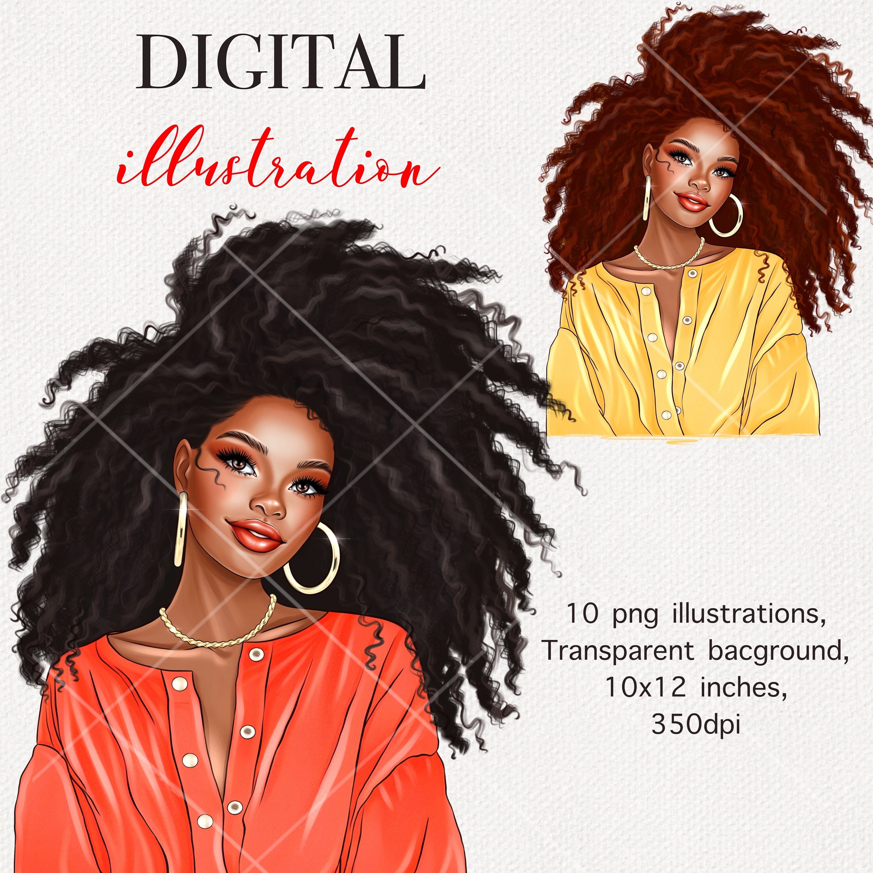 DIGITAL DOWNLOAD Girl Clipart, African Women Clipart Black Girl PNG ...
