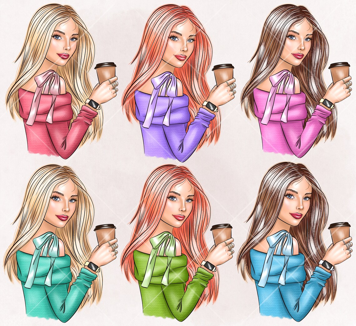 DIGITAL DOWNLOAD Girl Clipart, Cute Girl PNG, Digital Download, Cartoon ...