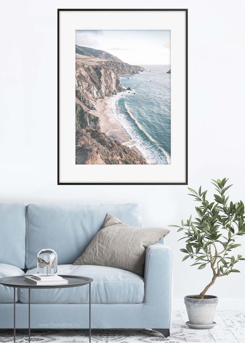 Large Beach Print California Poster Coastal Wall Decor Digital | Etsy