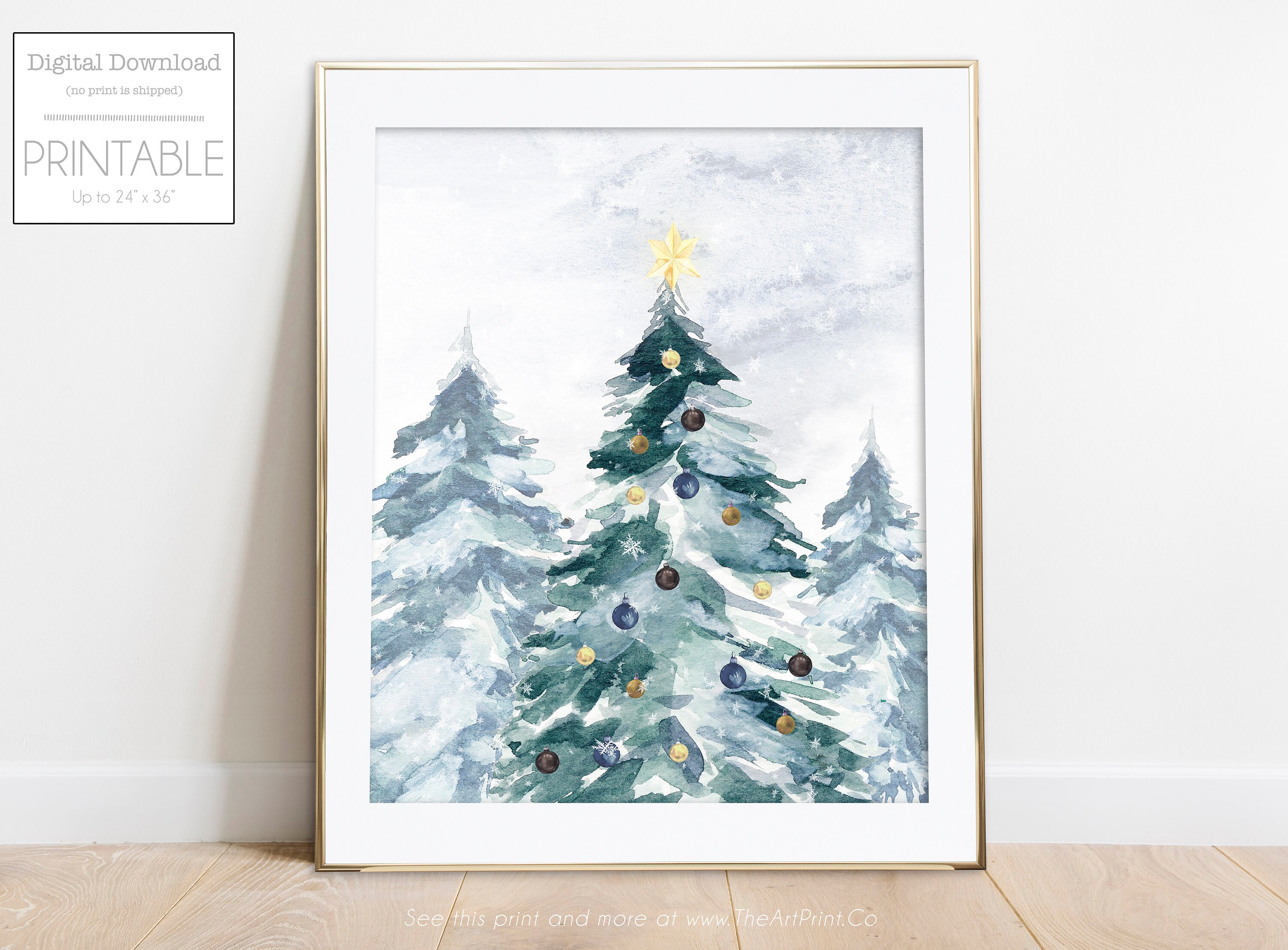Watercolor Pine Trees Print Winter Forest Christmas Tree | Etsy