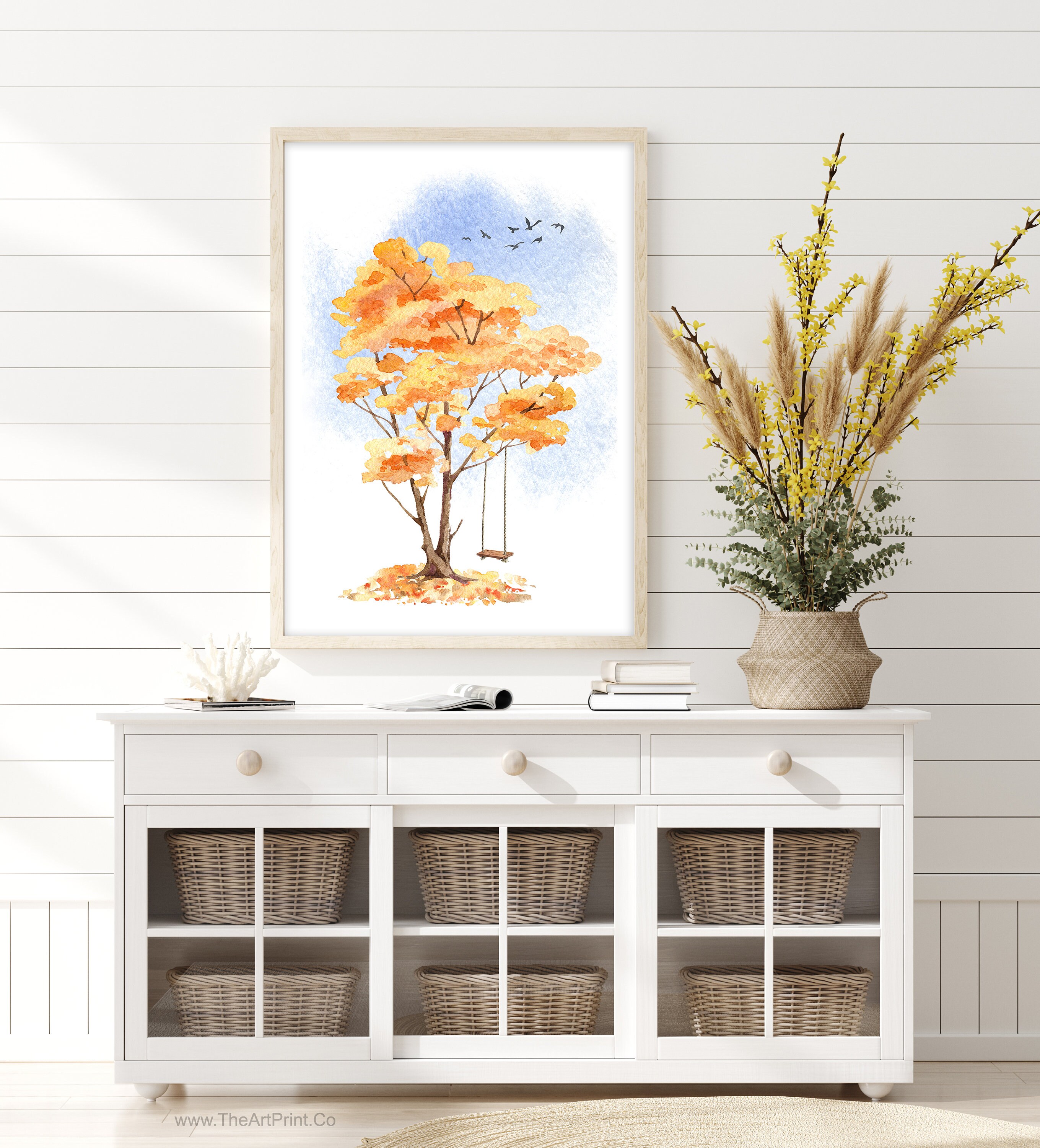 Fall Printable Watercolor Fall Wall Decor Watercolor Tree - Etsy