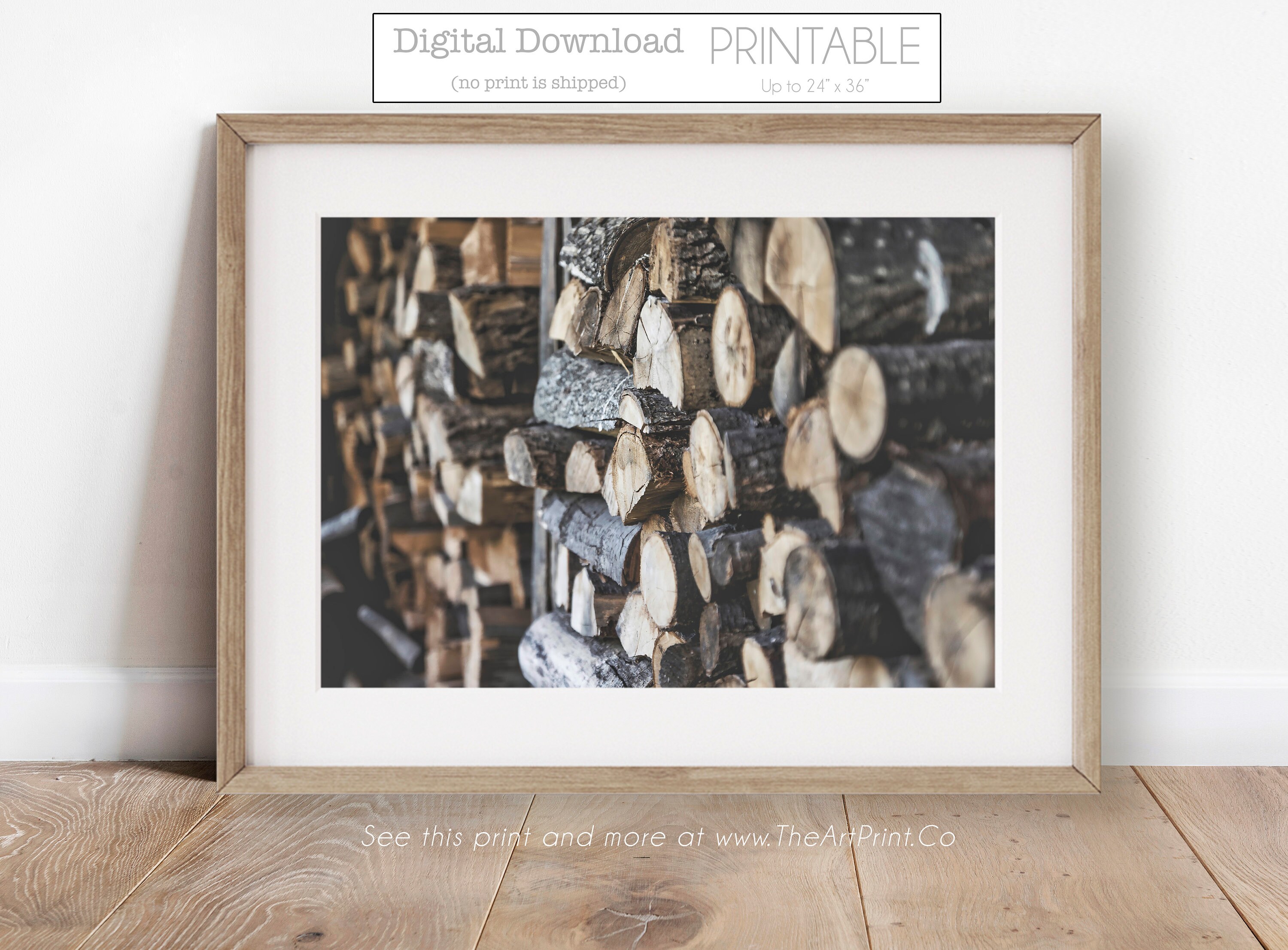 Log Pile Print Farmhouse Decor Wood Pile Print Rustic Wall | Etsy